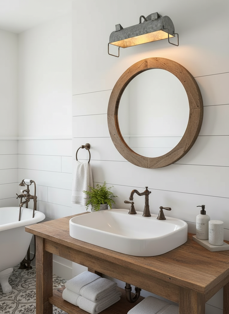 Industrial Galvanized Farmhouse Vanity Light - The Lamp Goods