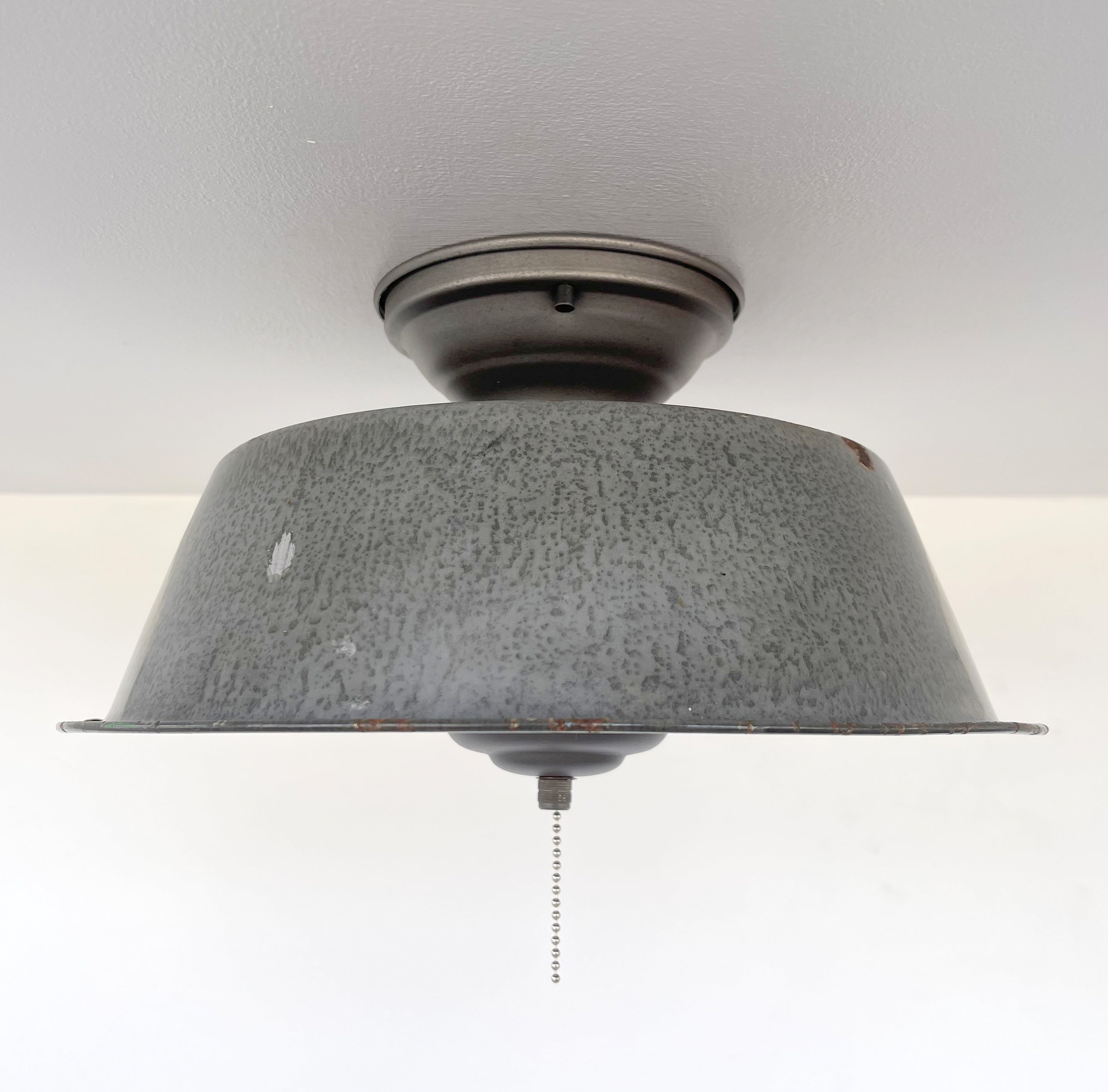 Antique FARMHOUSE GRANITEWARE Pan Ceiling Light - The Lamp Goods
