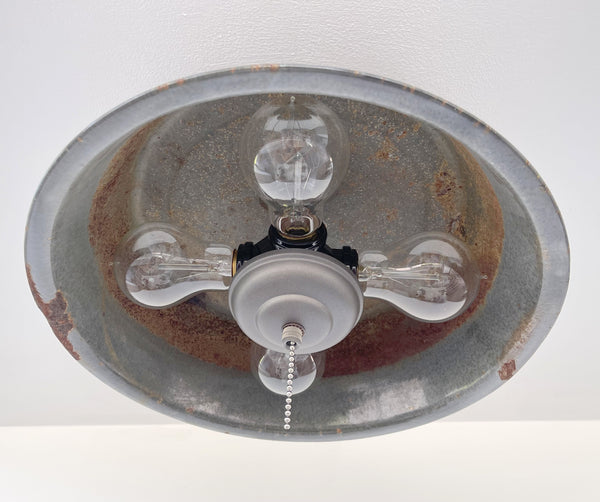 Antique FARMHOUSE GRANITEWARE Pan Ceiling Light - The Lamp Goods