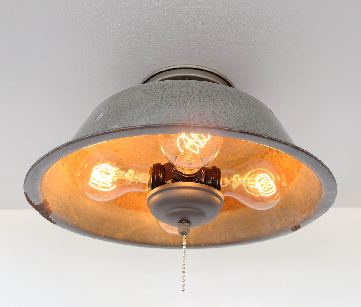 Antique FARMHOUSE GRANITEWARE Pan Ceiling Light - The Lamp Goods