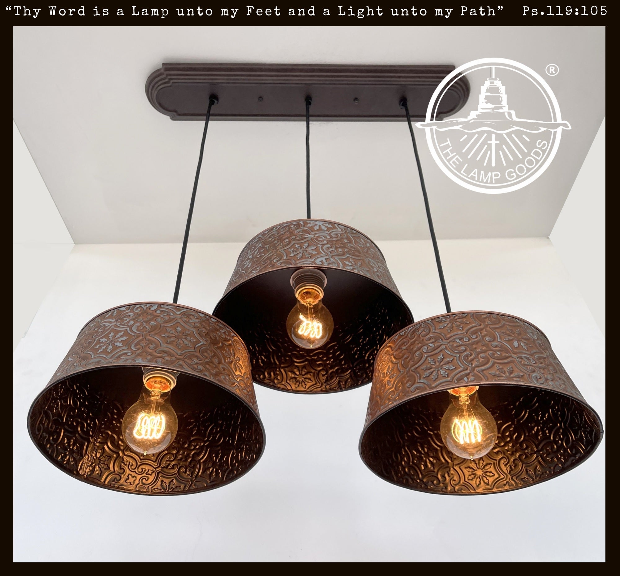 Ornate Copper CHANDELIER Rectangular TRIO Light - The Lamp Goods