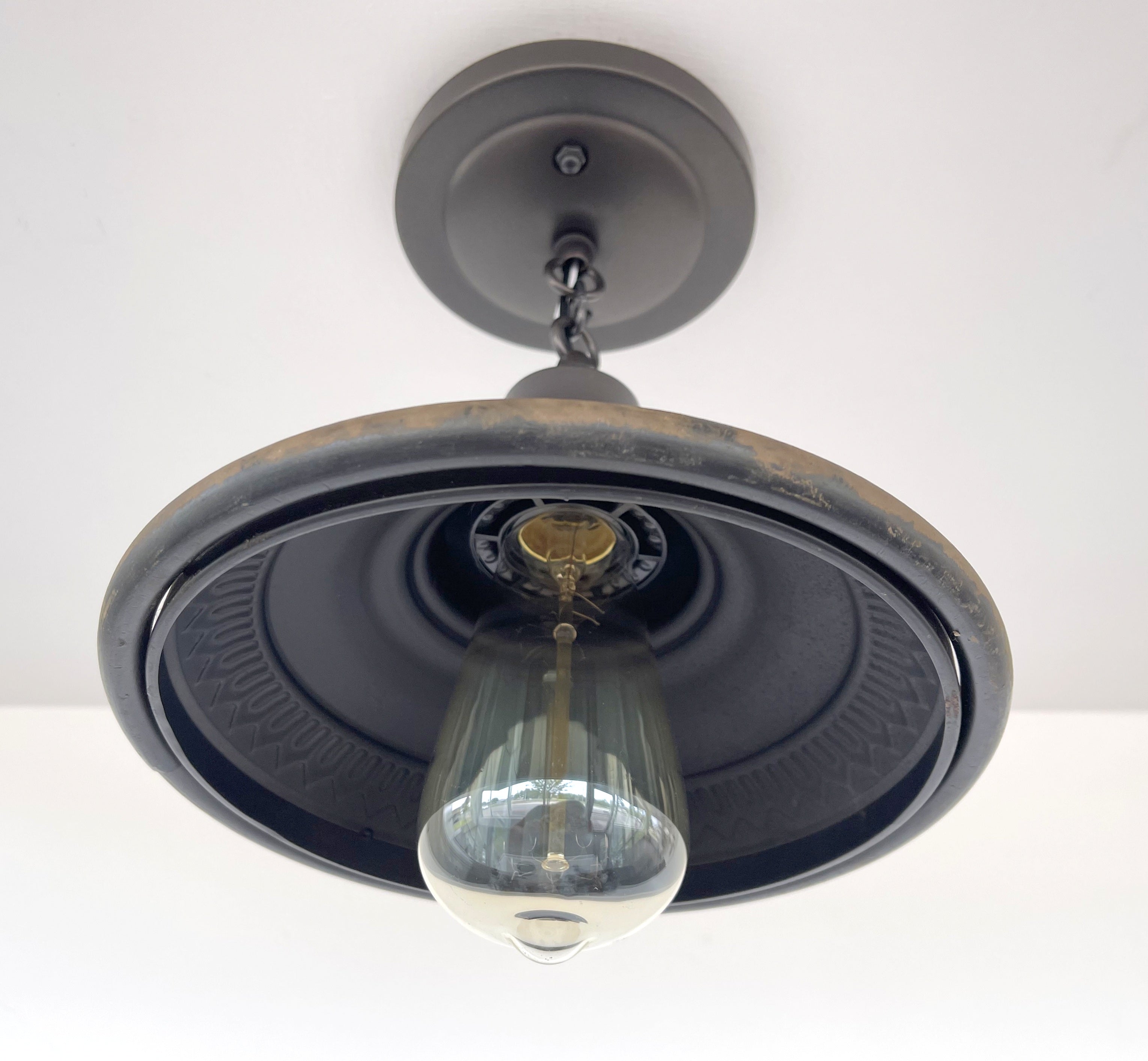 Rustic Industrial Farmhouse Ceiling Light | 7" Metal Flush Mount - The ...