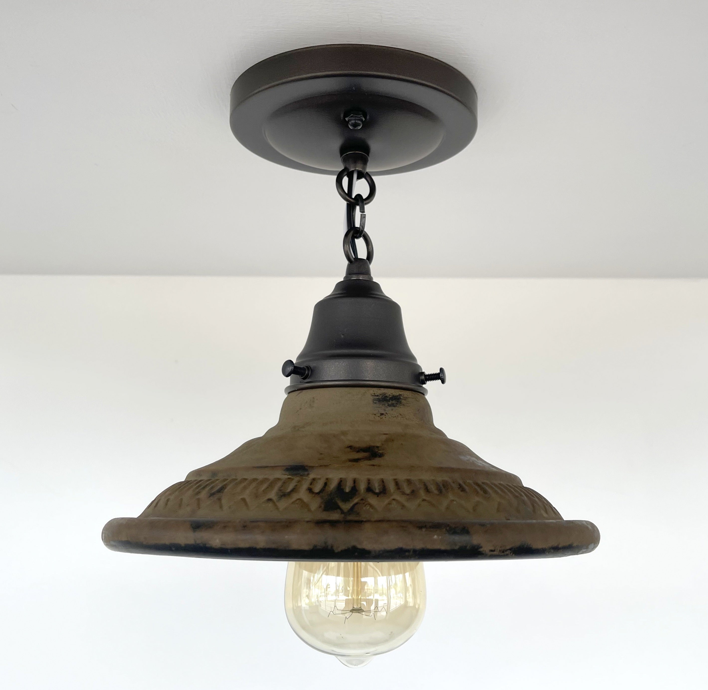 Rustic Industrial Farmhouse Ceiling Light | 7" Metal Flush Mount - The ...