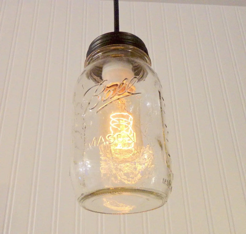 Mason Jar Pendant Light for Rustic Farmhouse Hanging Lighting Fixtures ...
