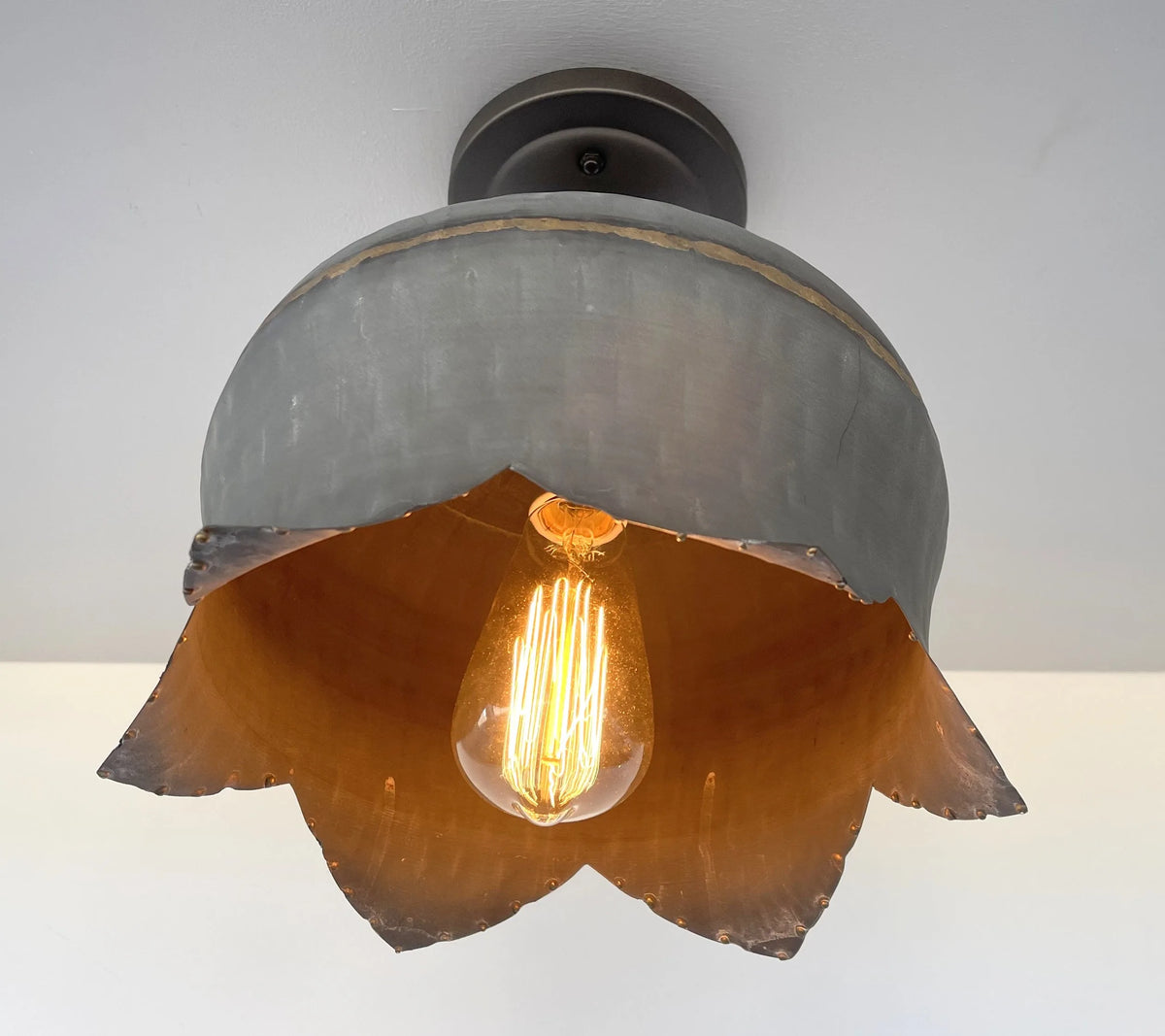 Farmhouse Galvanized Ceiling Light of Semi Flush Mount for Kitchen ...