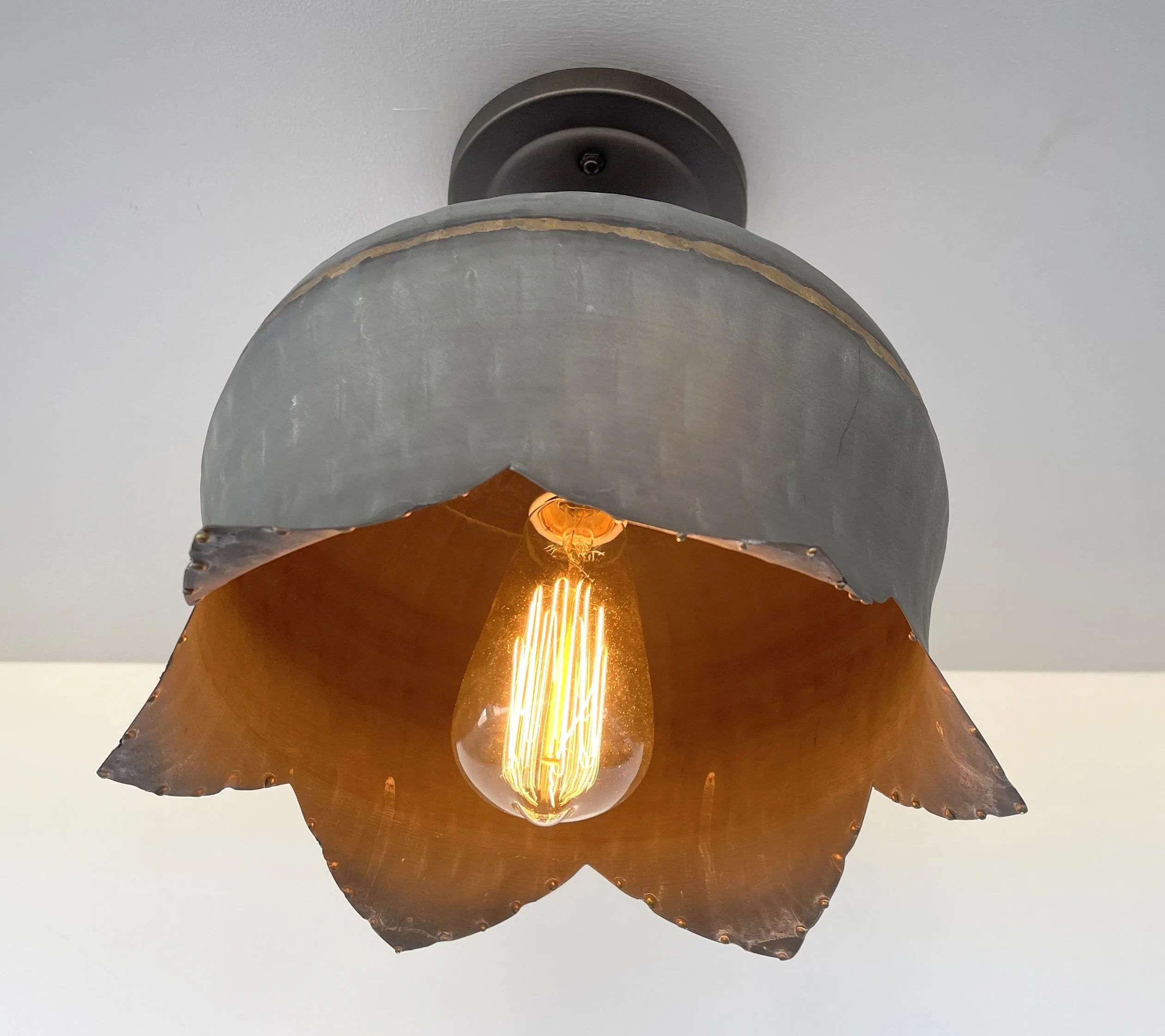 Farmhouse Galvanized Ceiling Light of Semi Flush Mount for Kitchen ...