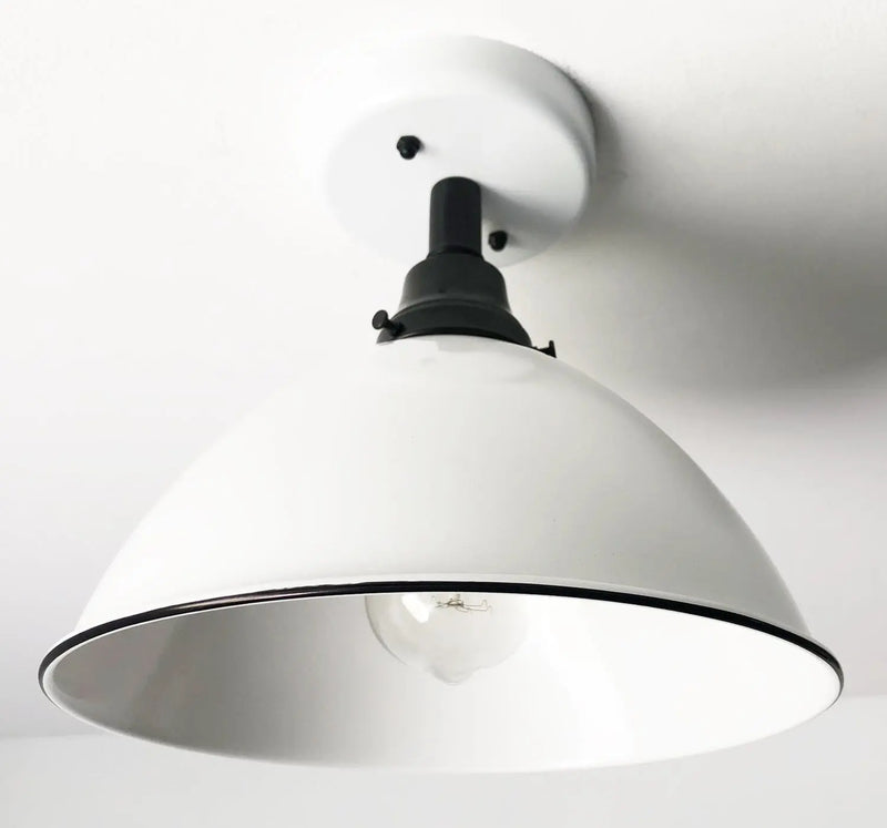 Large White Enamel Modern Farmhouse Ceiling Lighting - The Lamp Goods