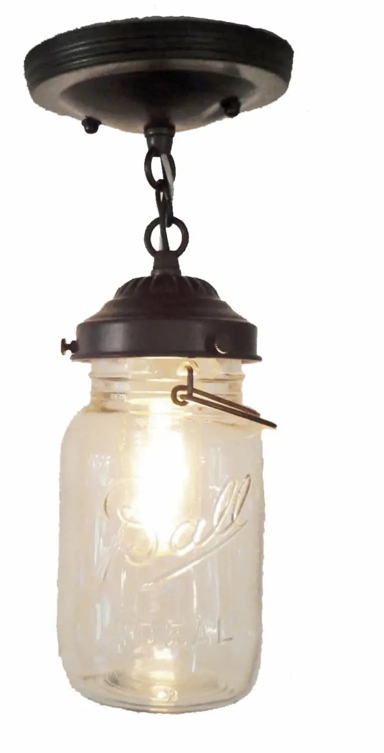 Vintage Mason Jar Ceiling LIGHT as Farmhouse Antique Lighting Fixtures ...