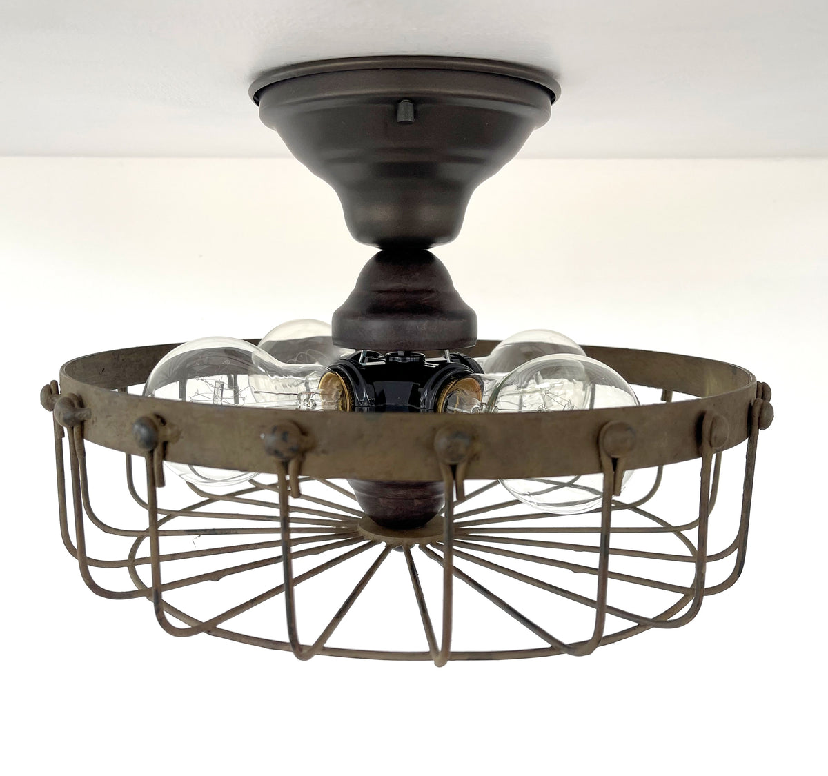 Cage Light Fixture | Industrial Flush Mount Ceiling Light - The Lamp Goods